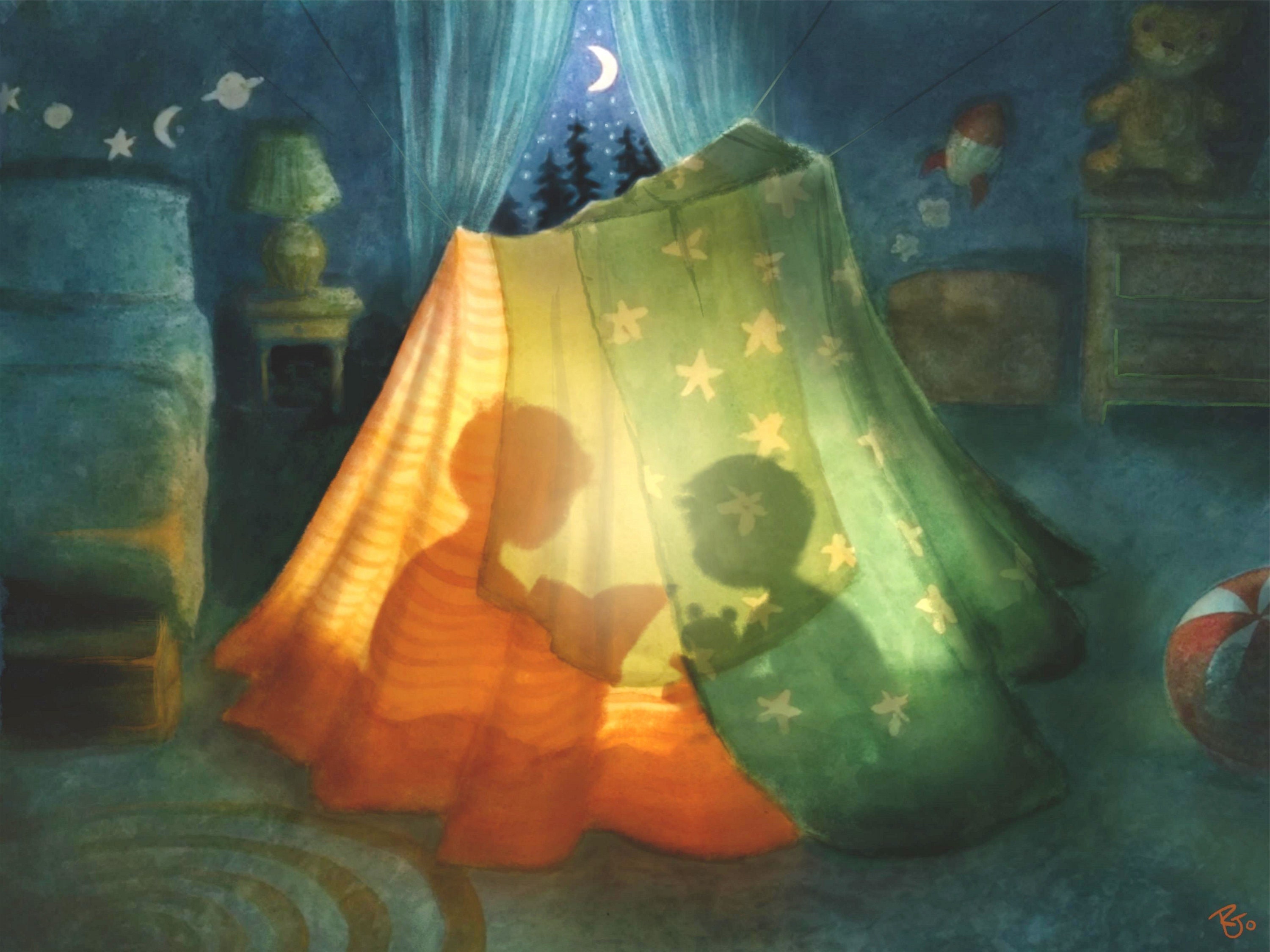 Blanket Fort Print Kids Room Wall Art 12x16 Watercolor - Etsy