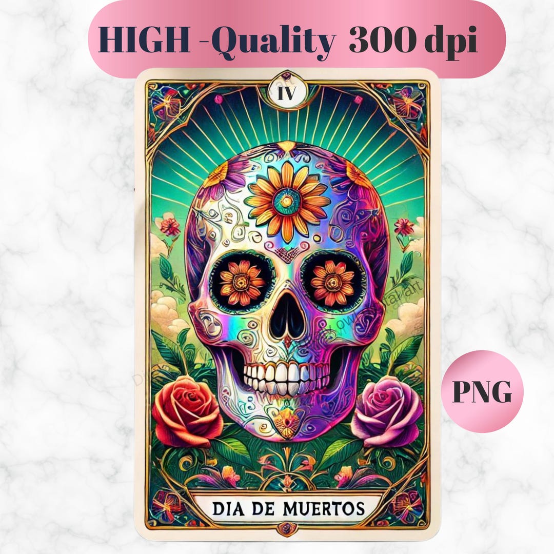 Sugar Skull Tarot Card PNG, Day of the Dead Tarot Clipart, La Catrina ...