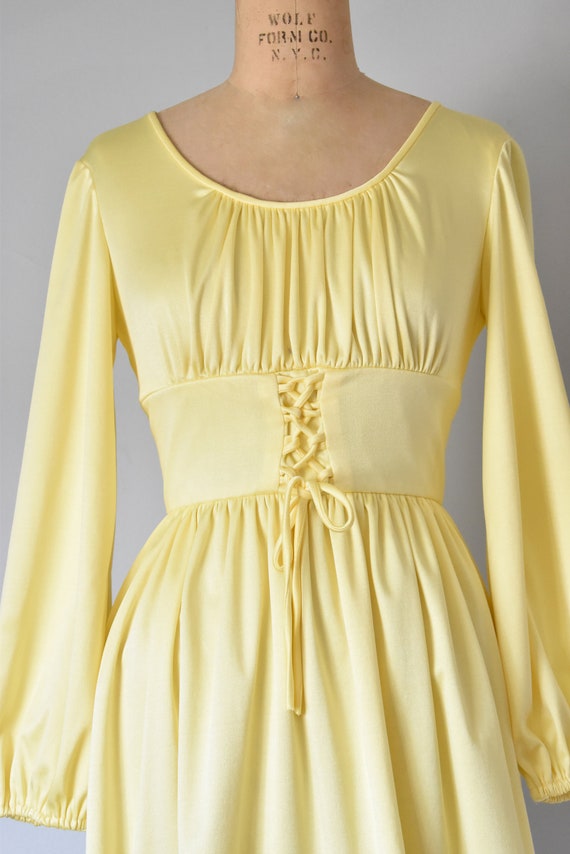 Heather yellow corset dress, yellow 70s mini dress, b… - Gem