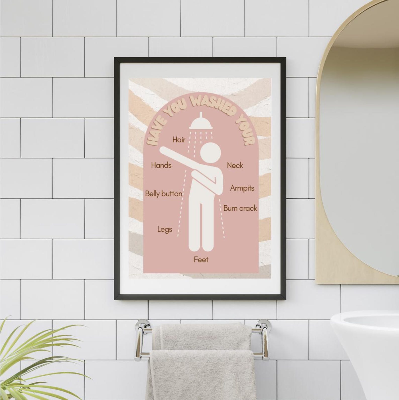 Boho Minimalism Low Stimulation Visual Shower Routine Wall Art Chart ...