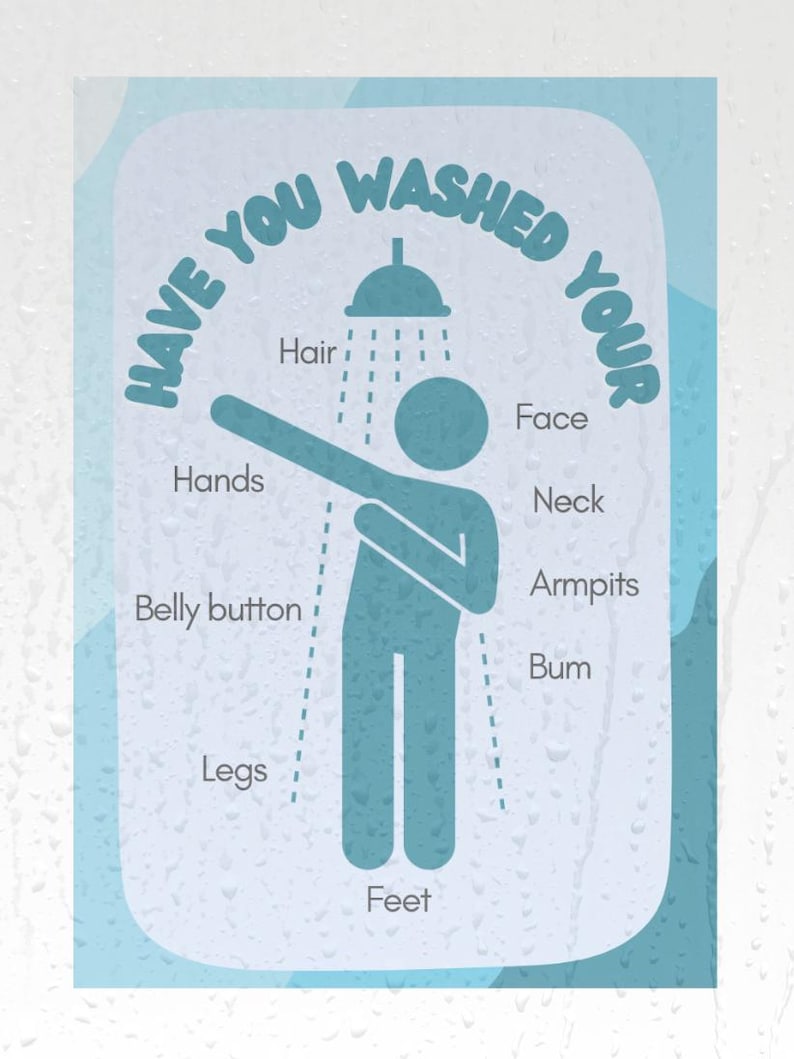 Kids Shower Routine Chart: Visual Aid for ADHD, Autism, Executive ...