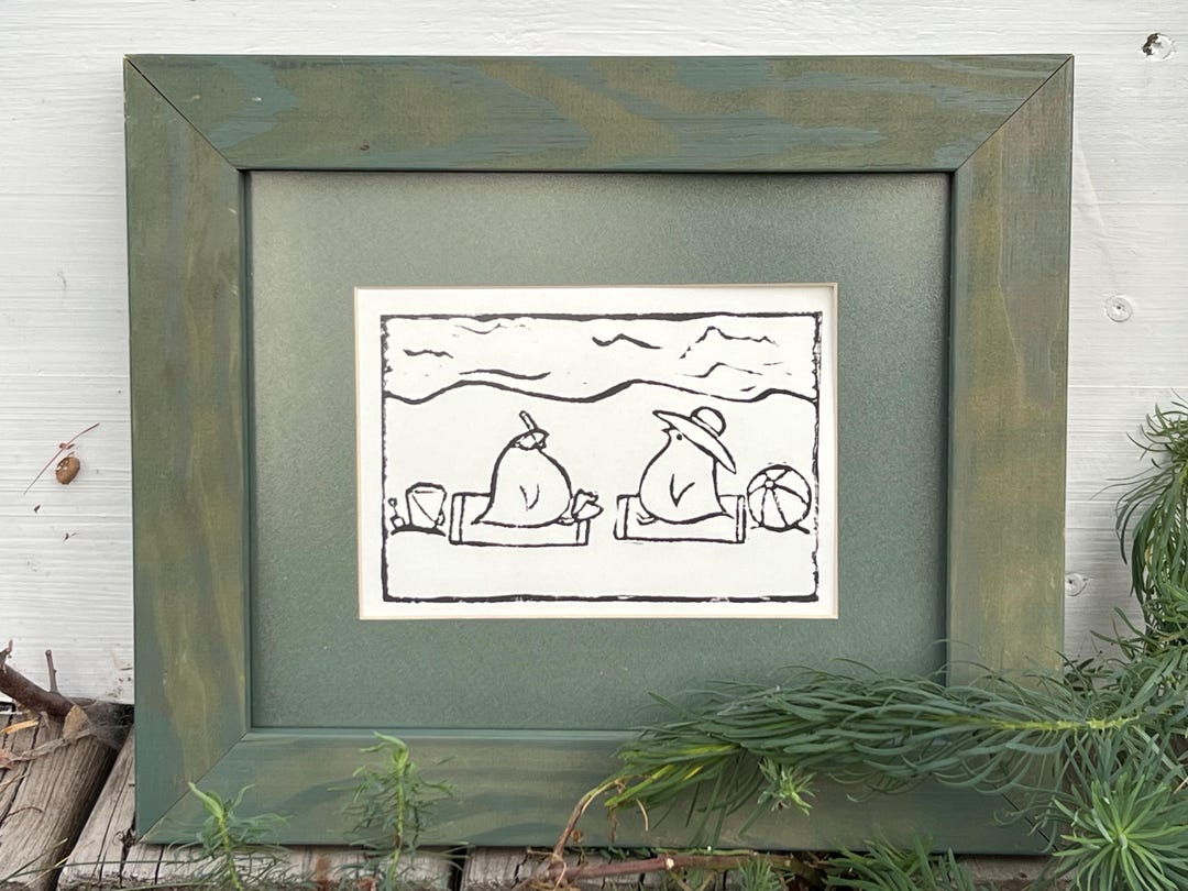 Beach Birds Linocut Print - Etsy