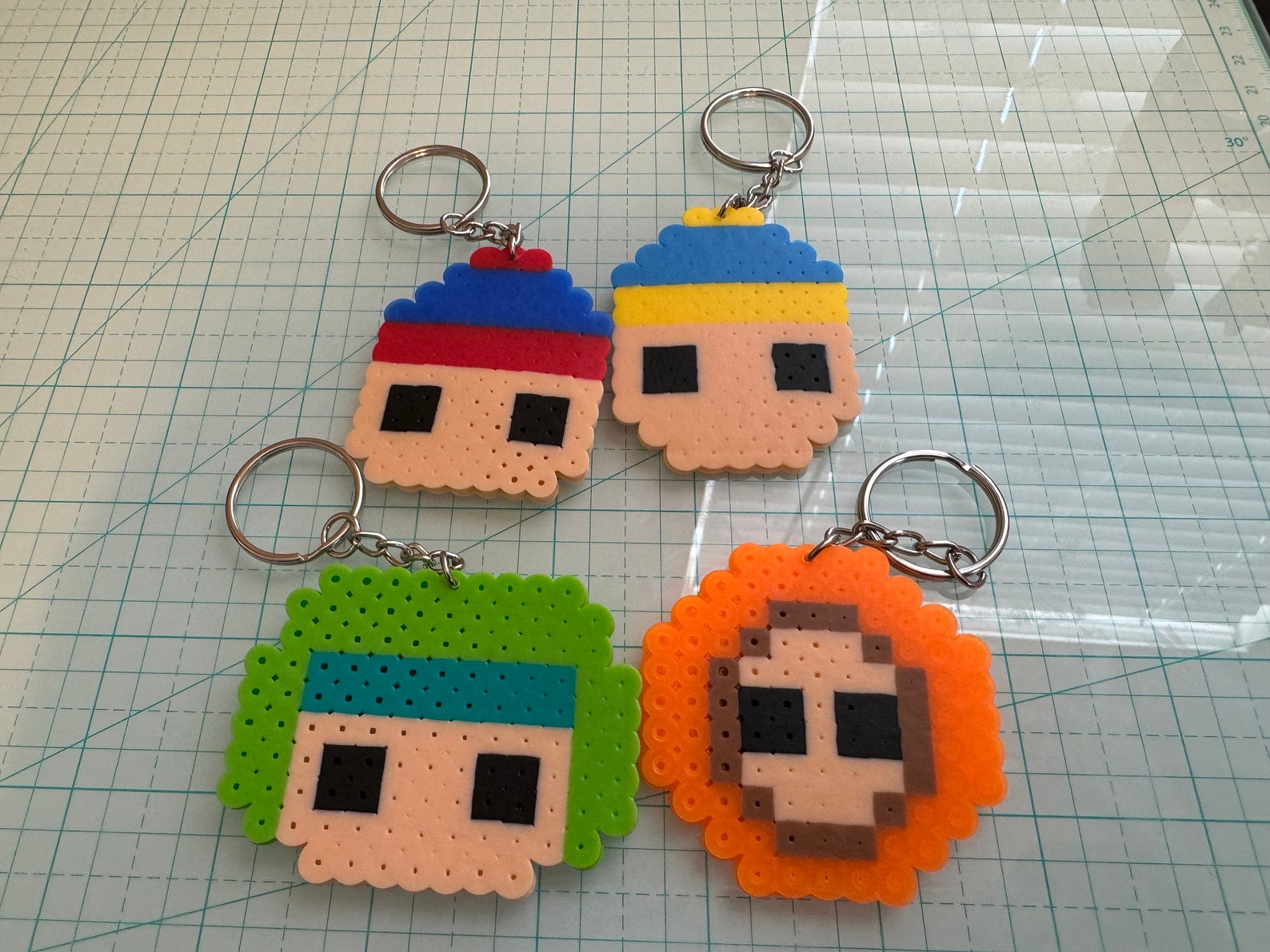 South Park Stan, Kyle, Kenny, and Cartman Perler Bead Keychains - Etsy