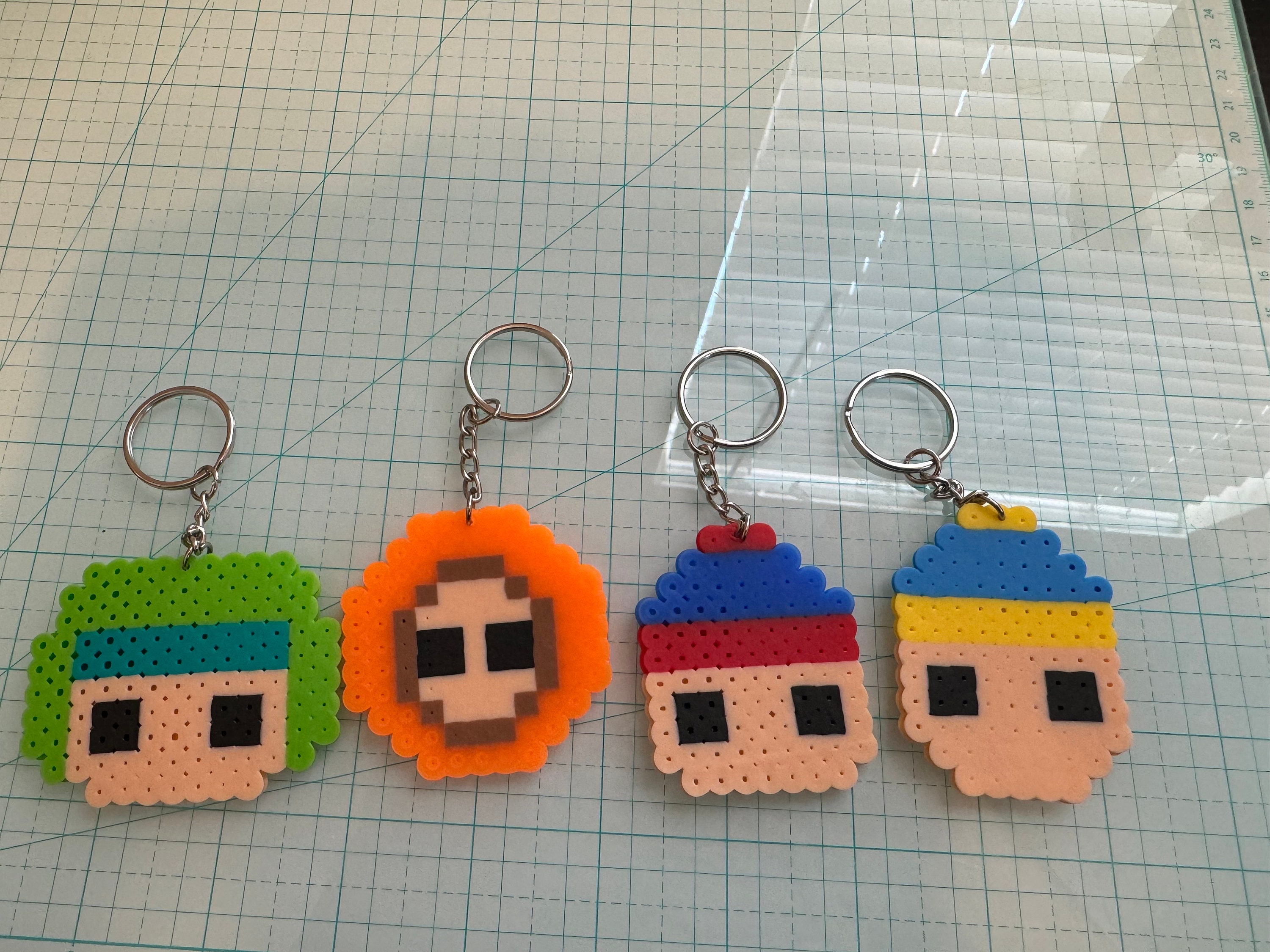 South Park Stan, Kyle, Kenny, and Cartman Perler Bead Keychains - Etsy