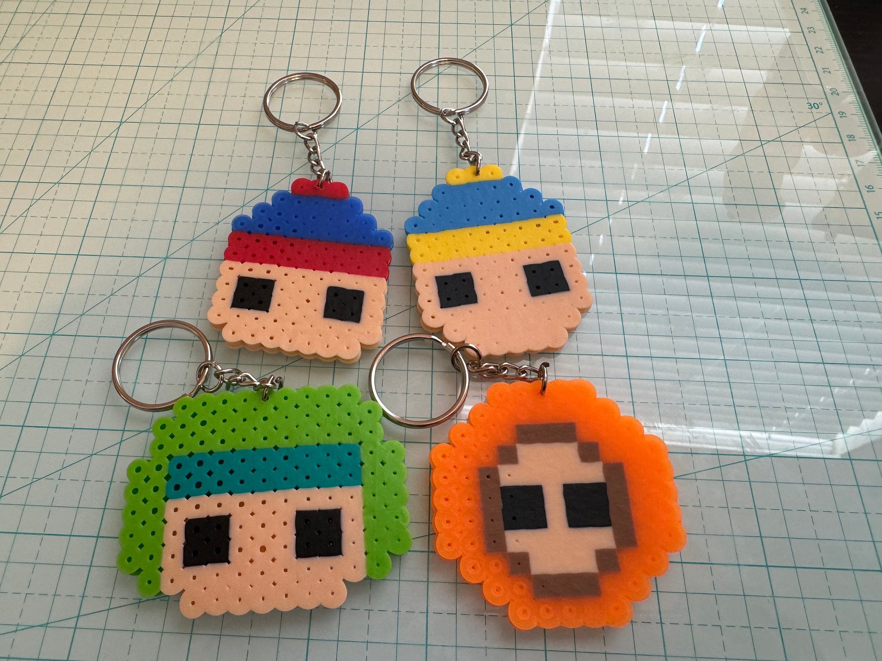 South Park Stan, Kyle, Kenny, and Cartman Perler Bead Keychains - Etsy