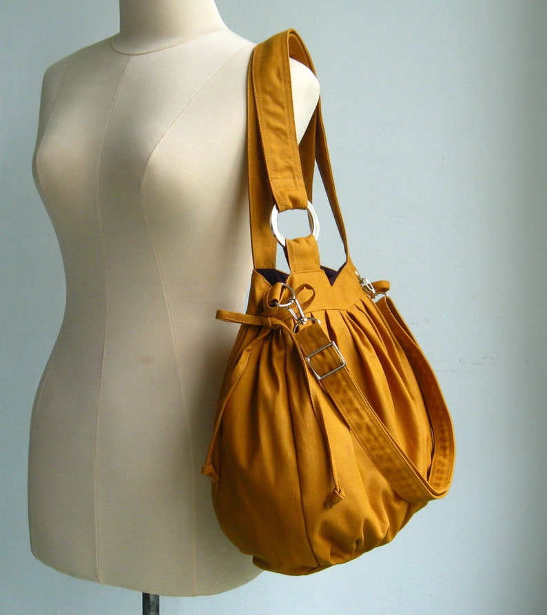 Mustard Yellow Canvas Crossbody Bag With Shoulder Handles and ...