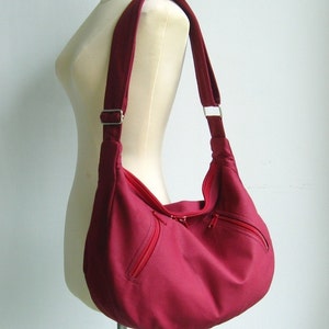 Maroon Canvas Messenger Bag, Crossbody Hobo Bag, Everyday Work Bag ...