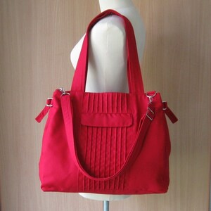 Red Canvas Messenger School Bag - Shoulder Bag With Pockets, Diaper Bag ...