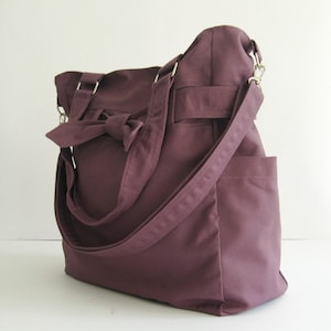 Plum Canvas Purse, Tote, Shoulder Bag, Diaper Bag, Crossbody Bag ...