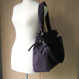 Deep Purple Canvas Tote Bag, Messenger Bag for Women, Travel Cross Body ...