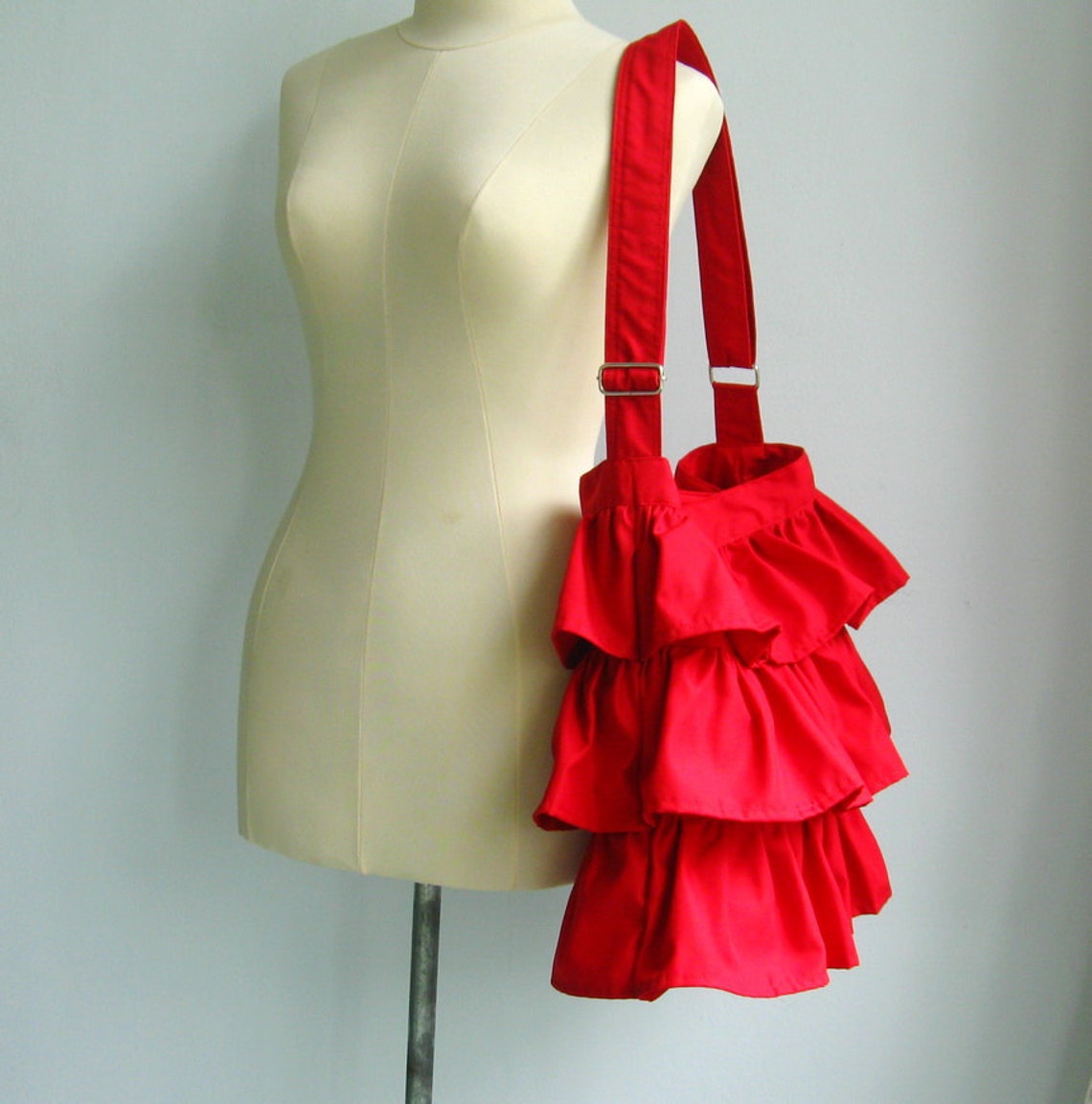 Red Cotton Twill Ruffle Bag Messenger Bag Diaper Bag Tote - Etsy
