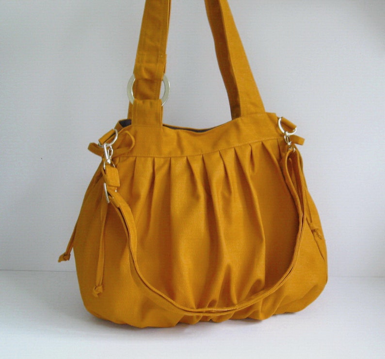 Mustard Yellow Canvas Crossbody Bag With Shoulder Handles and ...