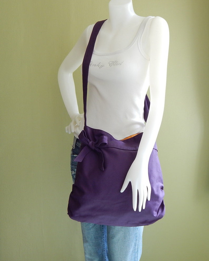 Deep Purple Canvas Crossbody Bag: Lightweight Everyday Messenger With ...