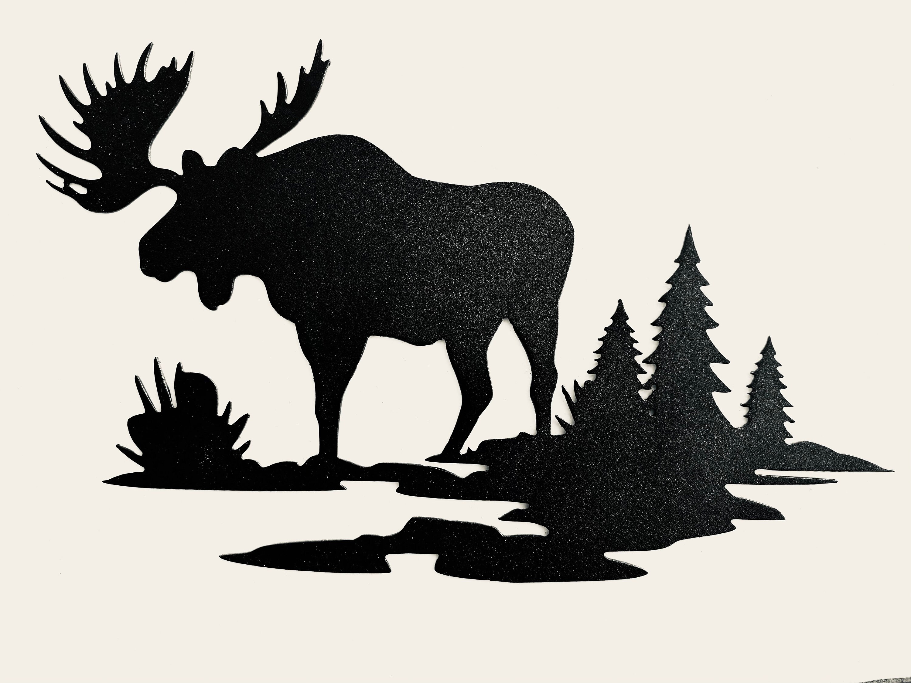 Moose With Pine Tree Wall Art, Home Decor. - Etsy