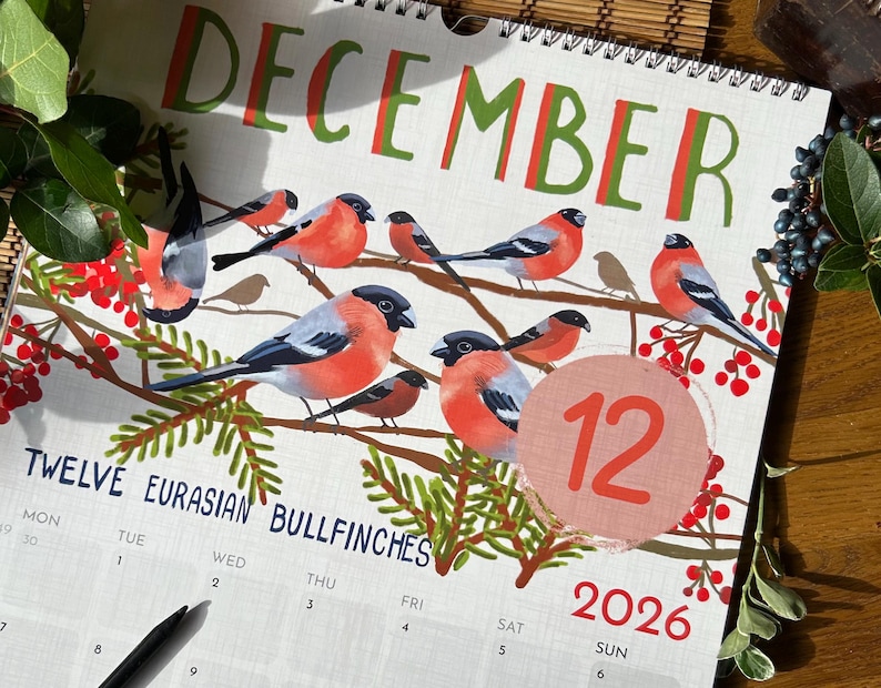 2026 Birds Calendar – Monthly Wildlife Species, Nature Art Gift for ...