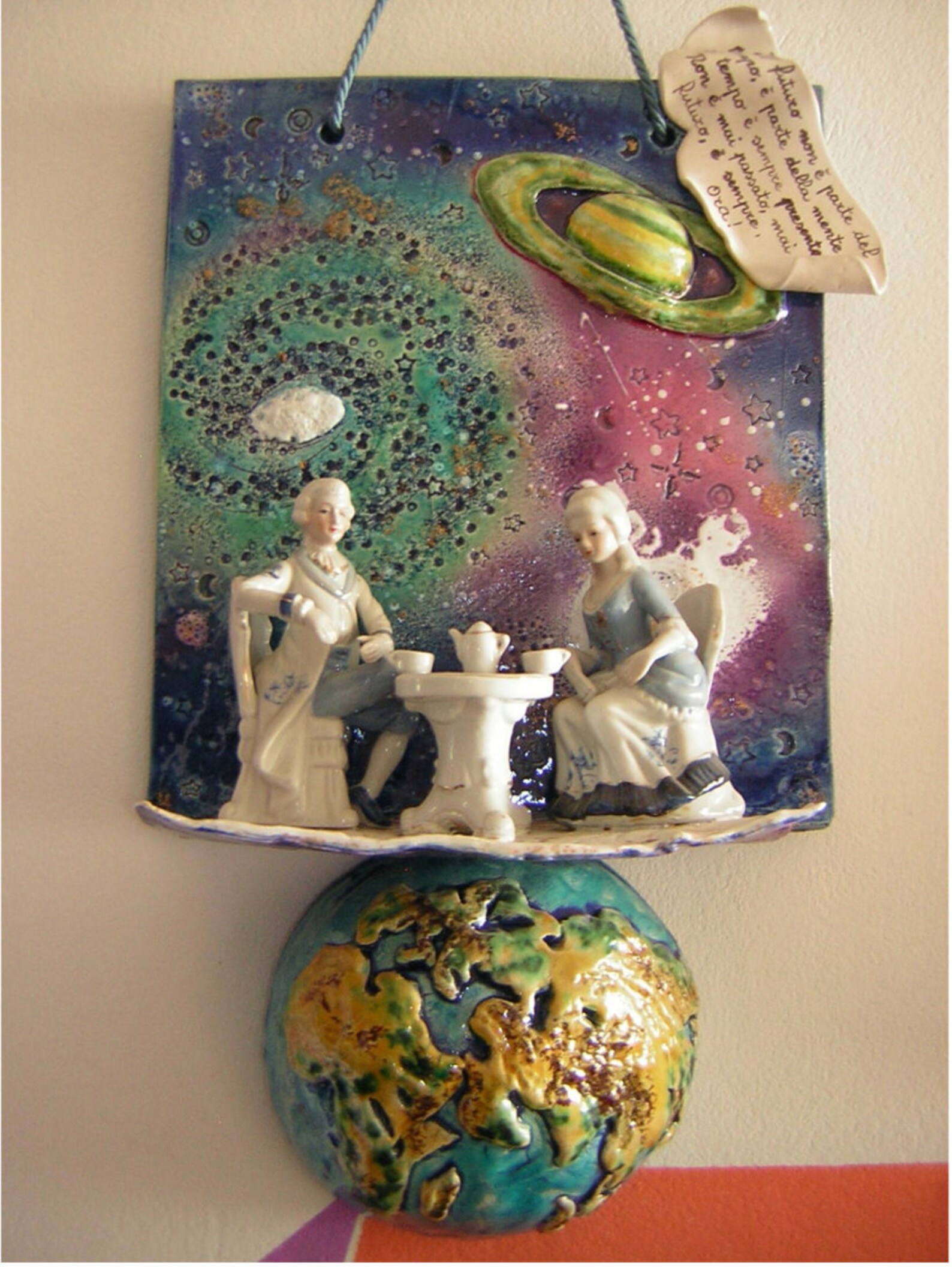 The Future Ceramic Wall Sculpture, Hand Sculpted Mixed Media Art ...