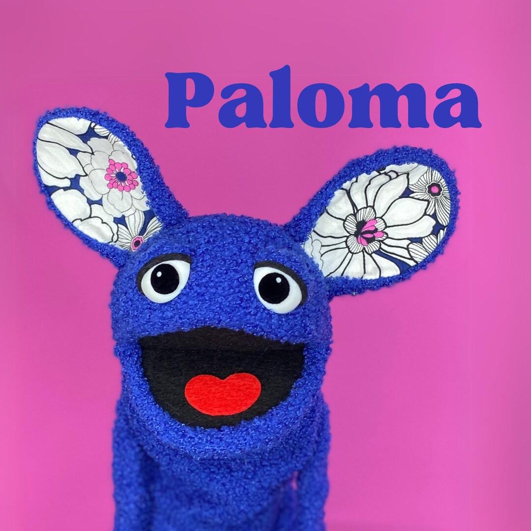 PALOMA - Hand Puppet Fluffy Flouro Greendark Blue Sherpa Fur and ...