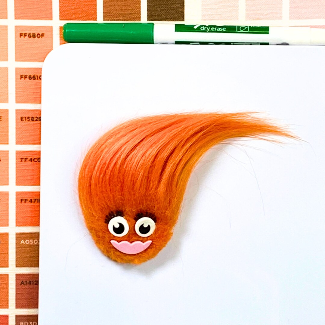 Orange Fuzzhead Magnet Cute Furry Monster Fridge Whiteboard Office ...
