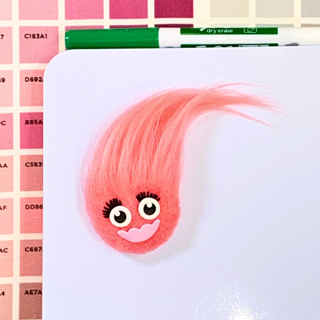 Pink Fuzzhead Magnet Cute Furry Monster Fridge Whiteboard Office Decor ...