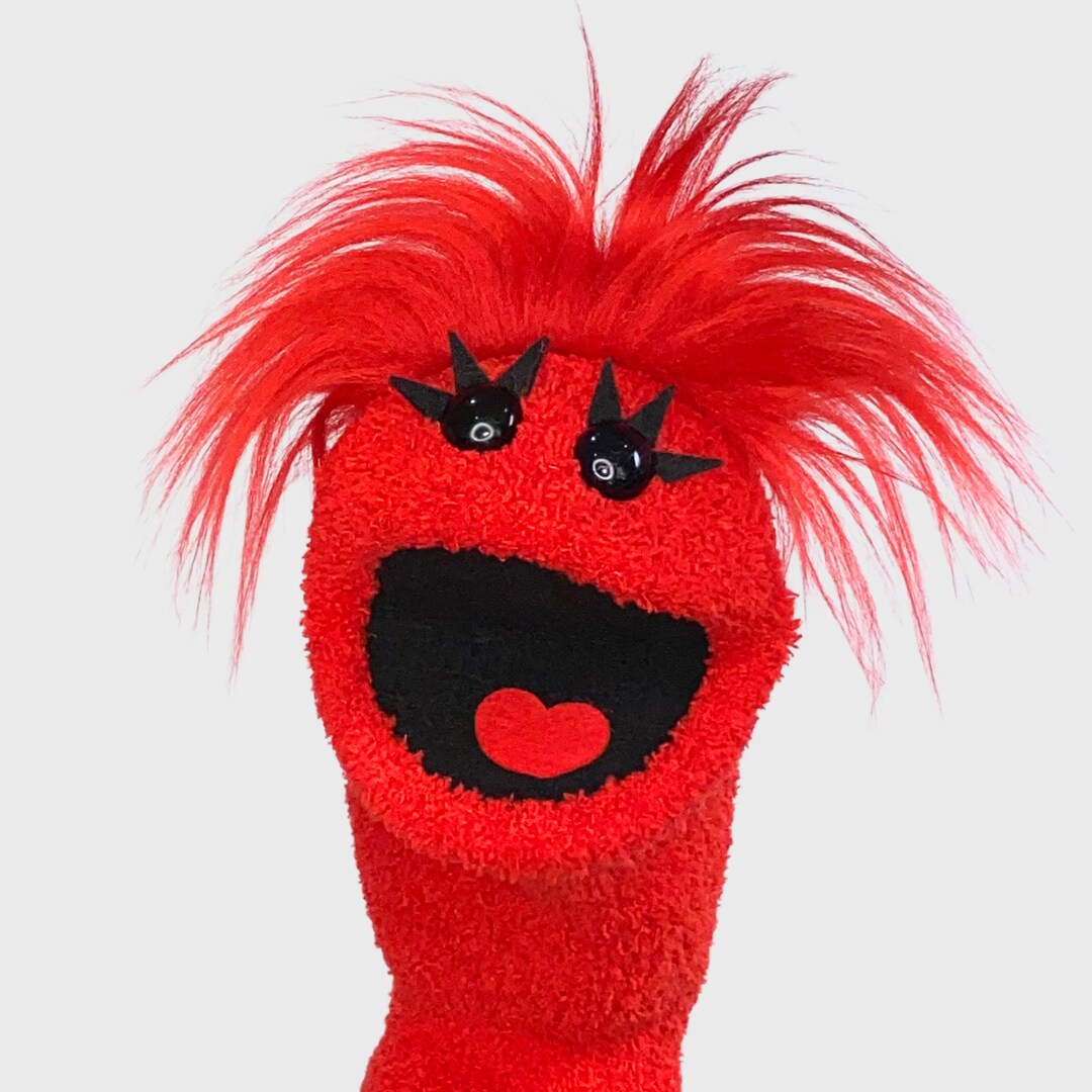 PUPPLET RED - Red Hair Hand Sock Puppet Fleece and Fur Sockpuppet - Etsy