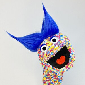 PUPPLET RAINBOW - Blue Hair Hand Sock Puppet Fleece and Fur Sockpuppet ...