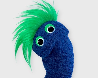 PUPPLET GREEN - Pink Hair Hand Sock Puppet Fleece and Fur Sockpuppet - Etsy
