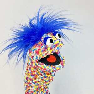 PUPPLET RAINBOW - Blue Hair Hand Sock Puppet Fleece and Fur Sockpuppet ...