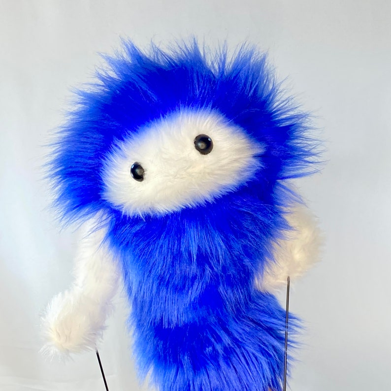 BLUE FURGAL Hand Puppet Synthetic Faux Fur Muppet Monster Arm Rods ...