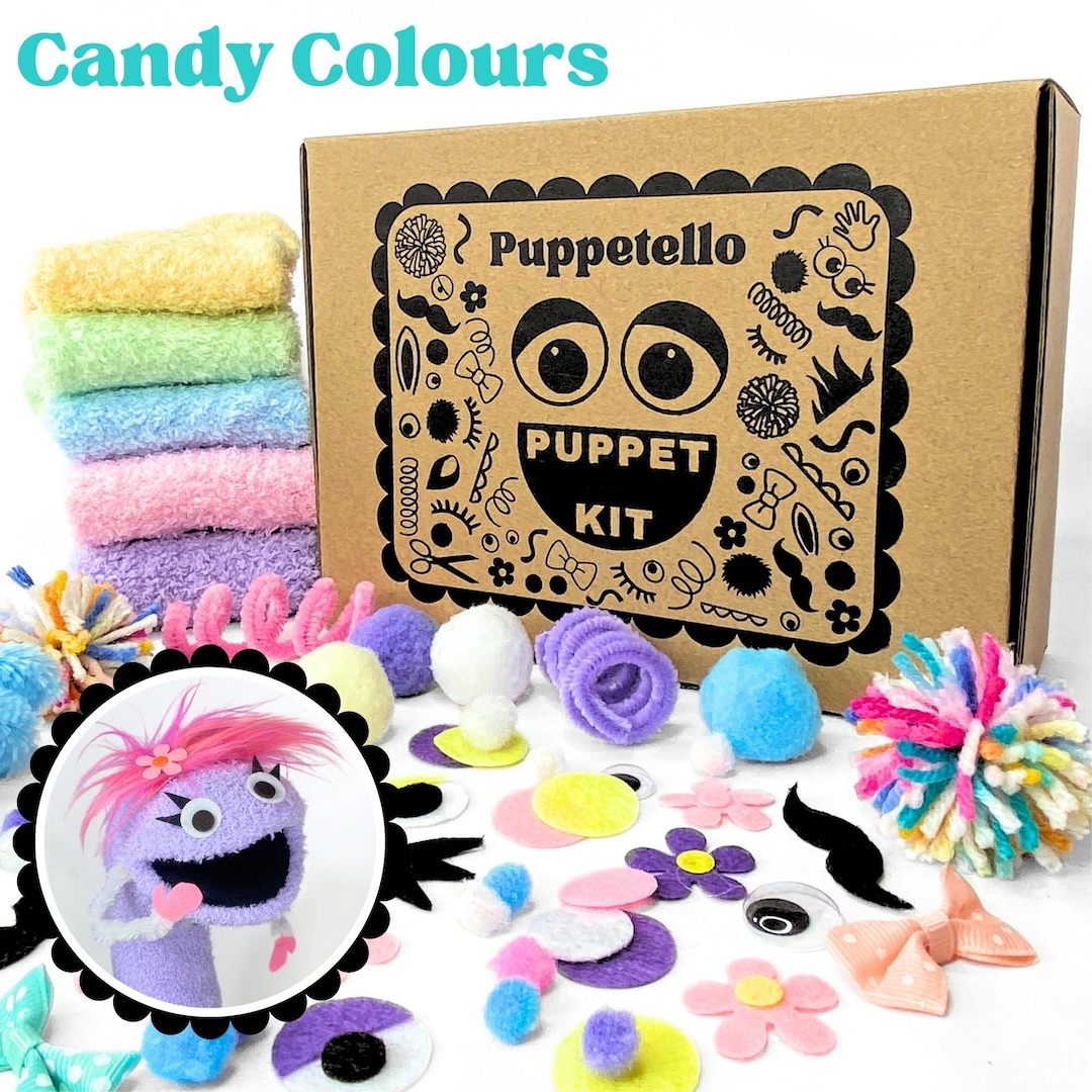 DIY Sock Puppet Making Kit: Candy Colourway, No-sew Craft - Etsy