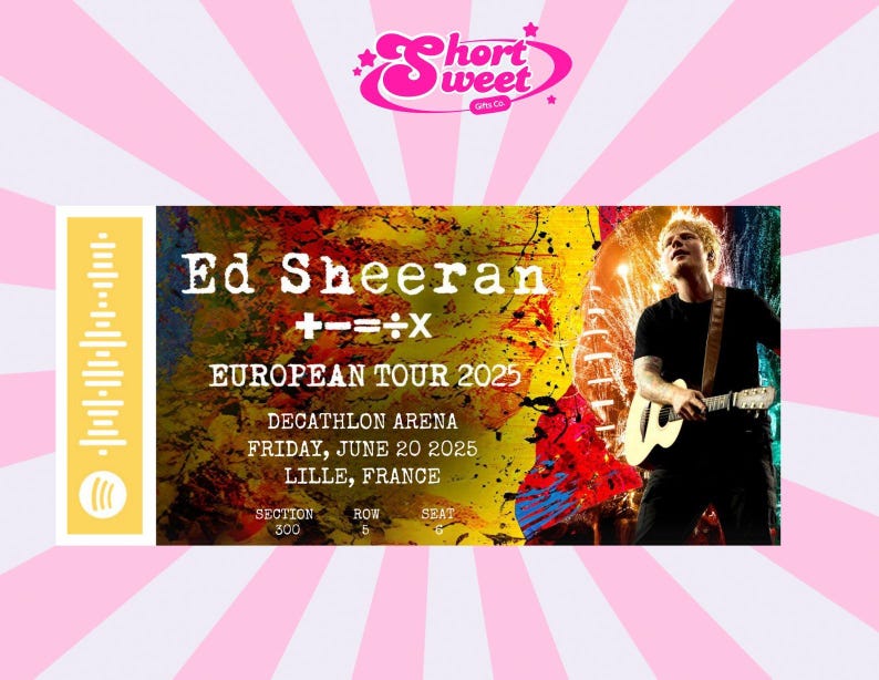 Ed Sheeran Mathematics World Tour 2024 Personalised Souvenir ...