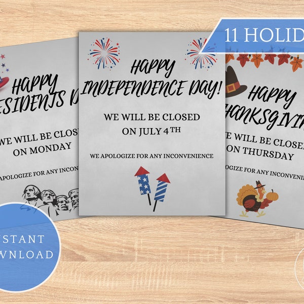 Office Closed for the Holidays Sign - Etsy