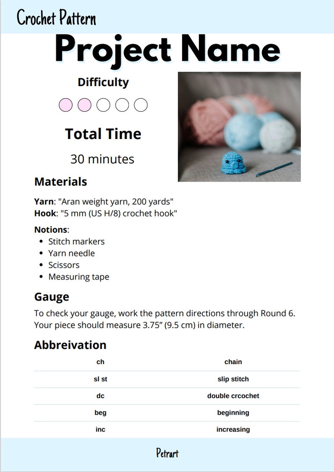 Crochet Pattern Template-canva Template for Your Crochet Pattern ...