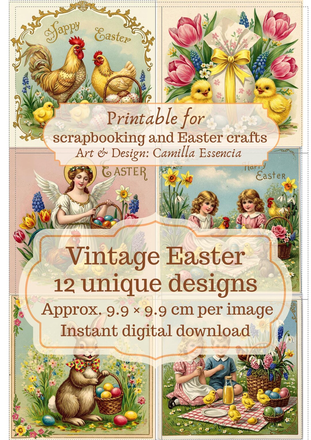 Vintage Easter Printable Clipart | Easter Ephemera | 12 Digital ...