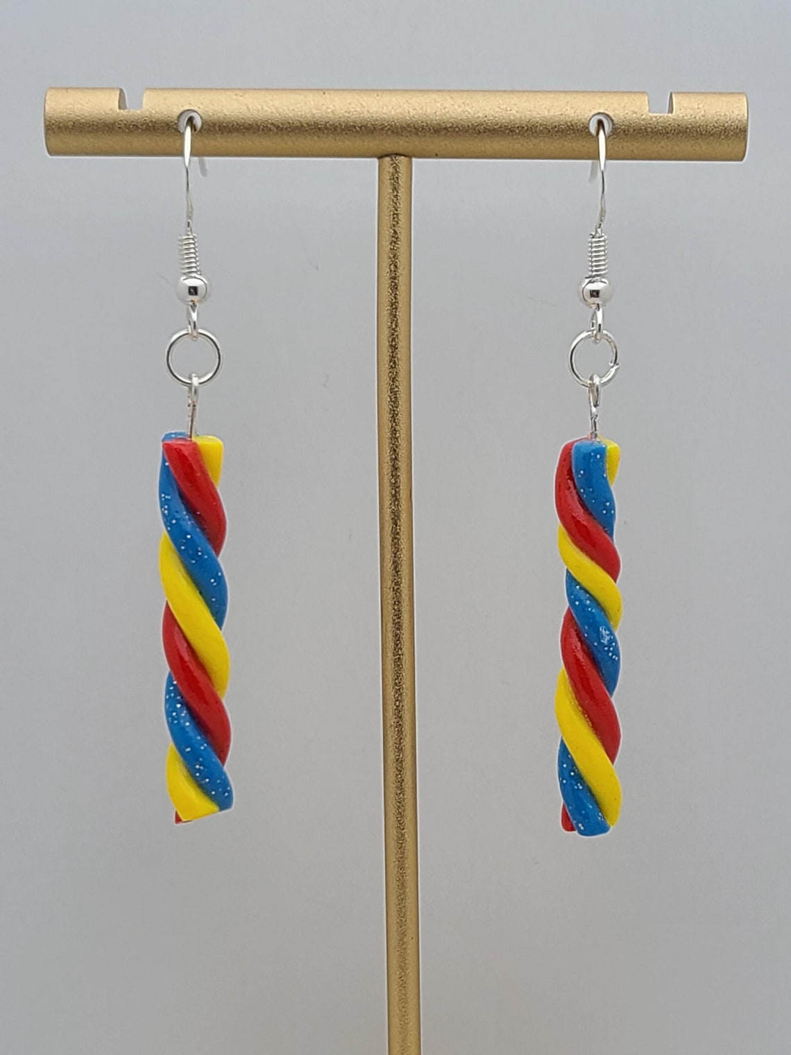 Primary Color Twists | Handmade Polymer Clay Dangle and Drop Earrings ...