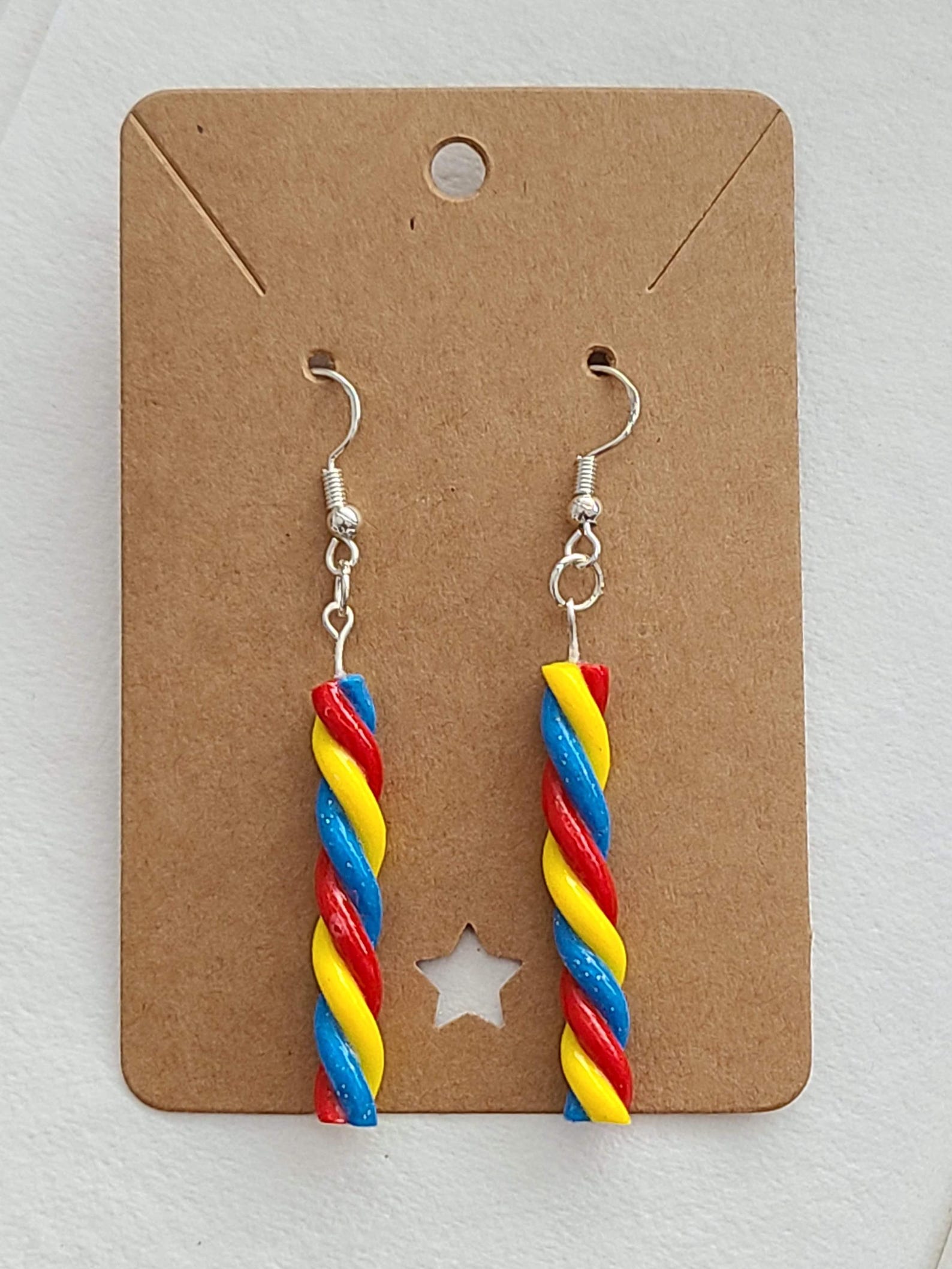 Primary Color Twists | Handmade Polymer Clay Dangle and Drop Earrings ...