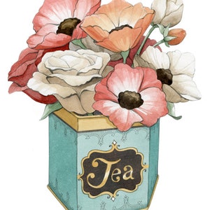 Gifts for Mom Idea Vintage Tea Tin Painting Tea Artwork tea Tin by ...