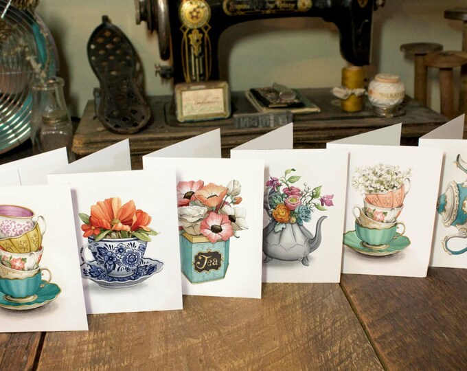 Tea Cup Note Cards With Envelopes Assorted Tea Cups Tea Party ...