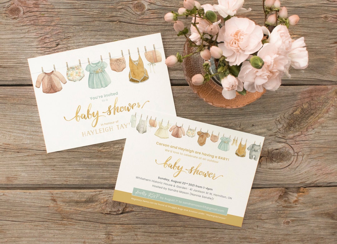 Personalized Baby Shower Invitations SAMPLE - Vintage Baby Clothes ...