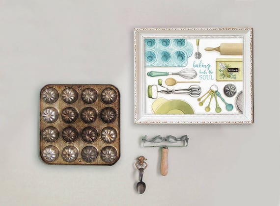 Baking Wall Art Watercolour Print Kitchen Art by Alicias - Etsy