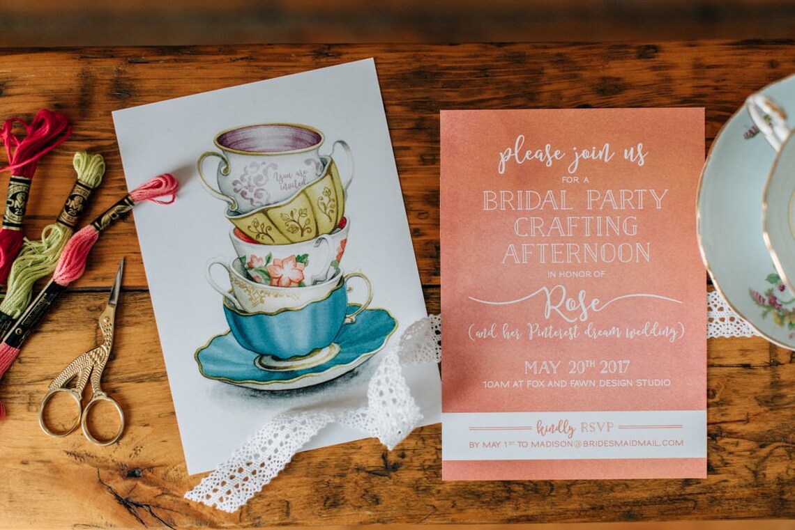 Personalized Bridal Shower Invitations SAMPLE - Tea Party Invites - Tea ...