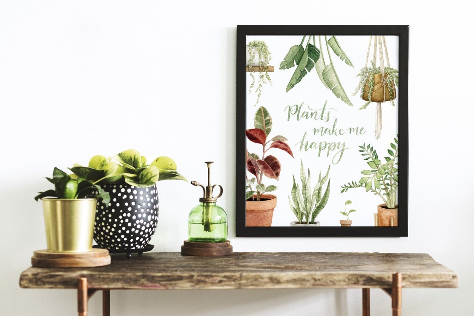 Plants Make Me Happy Illustration Print Gift for the Plant | Etsy