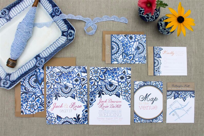Delft Blue Wedding Invitation SAMPLE Blue Willow Wedding | Etsy