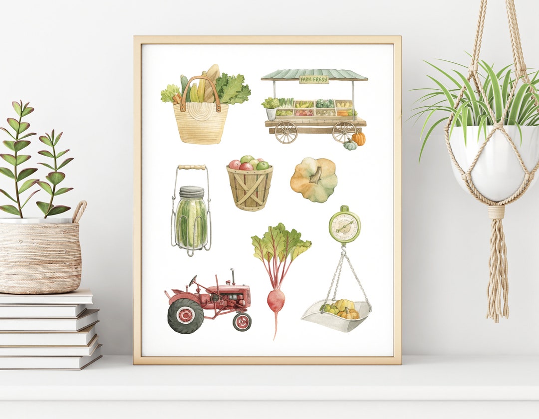 Herbst auf dem Bauernhof Apfelernte Herbstkunst Aquarell - Etsy.de