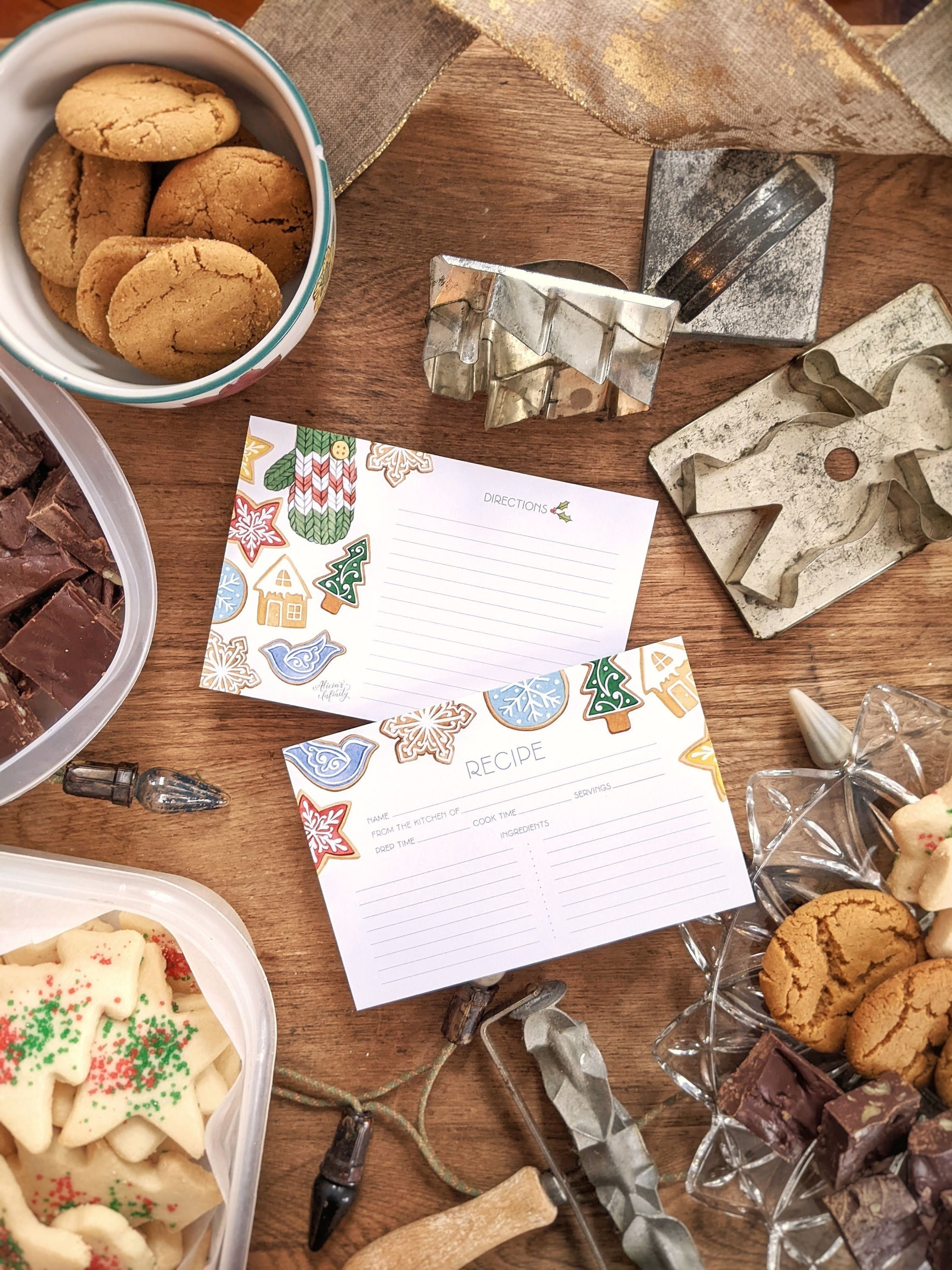 CHRISTMAS Cookie / Holiday Recipe Cards -Set of 10 — Alicia's Infinity