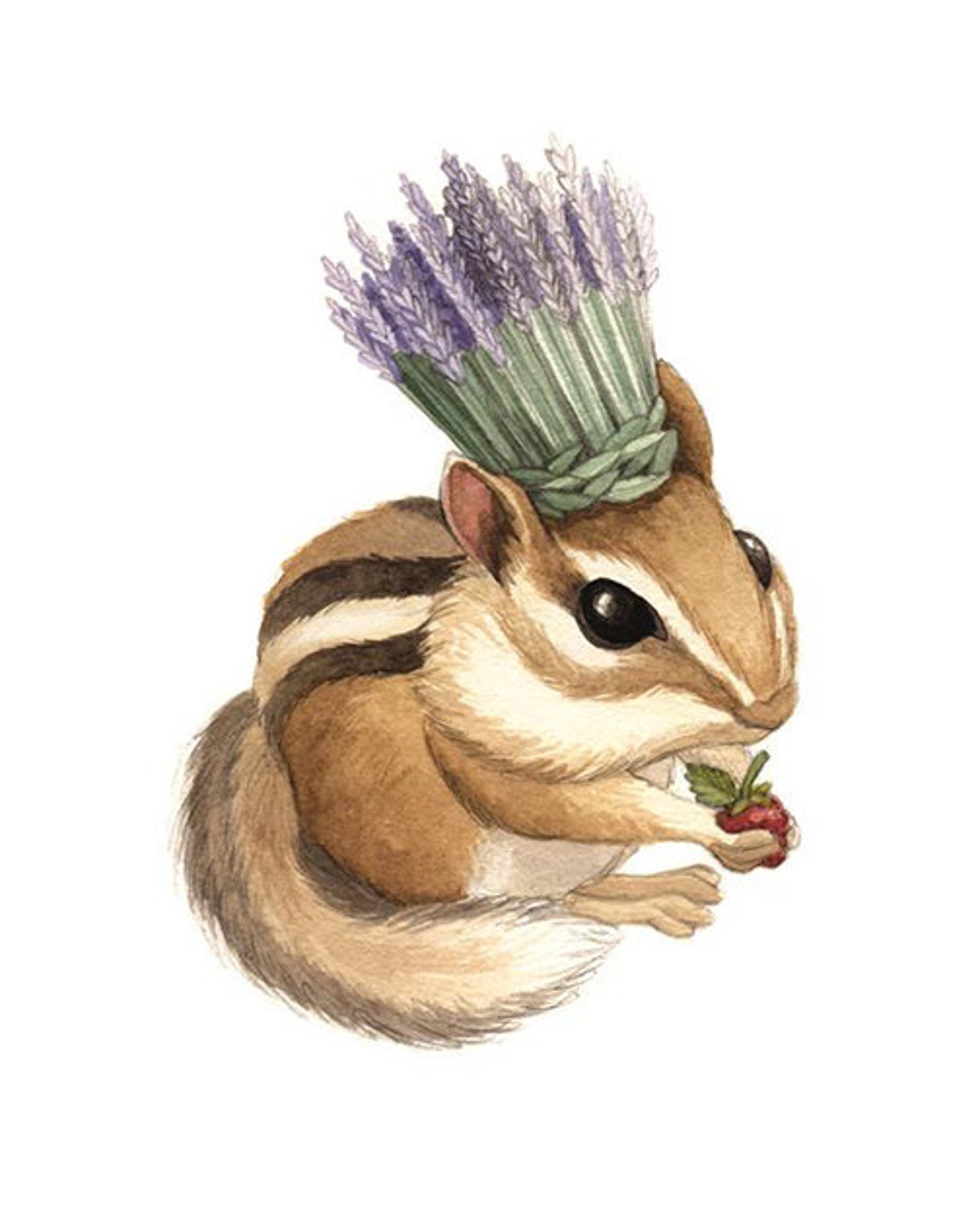 Chipmunk Flower Crown Illustration Woodland Nursery Art - Etsy