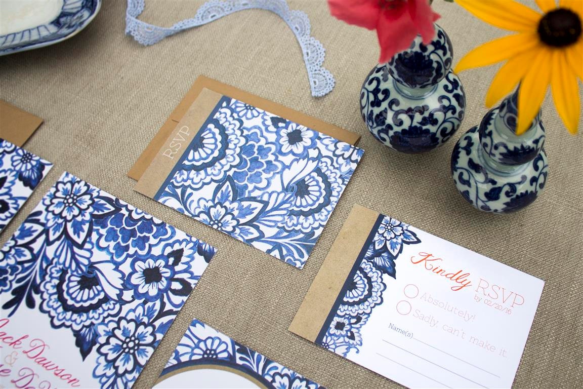 Delft Blue Wedding Invitation SAMPLE Blue Willow Wedding | Etsy