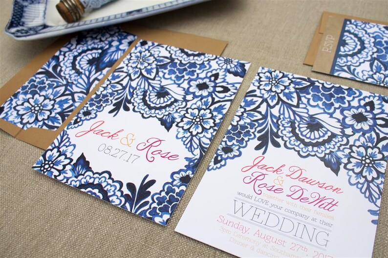 Delft Blue Wedding Invitation SAMPLE Blue Willow Wedding | Etsy
