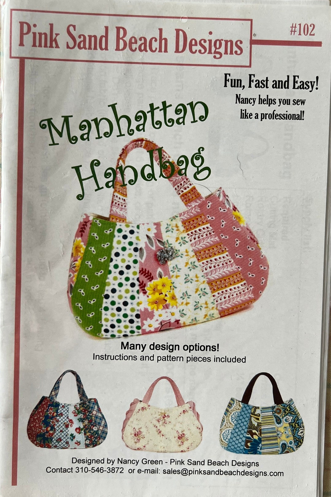 Pink Sand Beach Design 'manhattan' Handbag Sewing Pattern New Uncut - Etsy