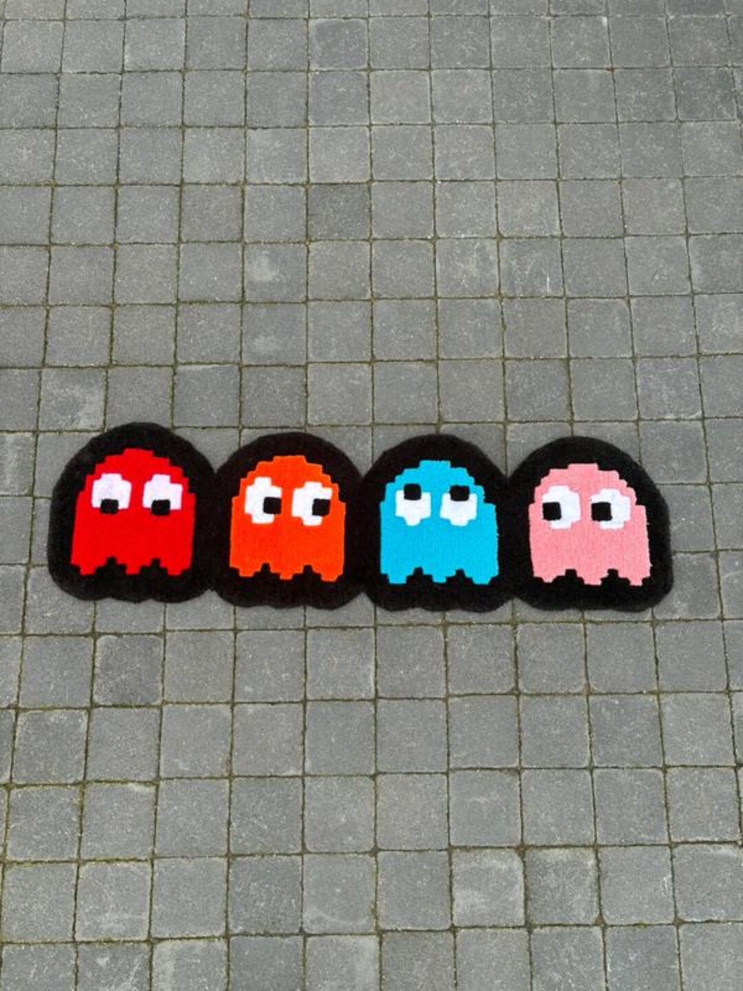 Pac-man Pixel Ghost Rug 100% Handmade 130x40cm - Etsy