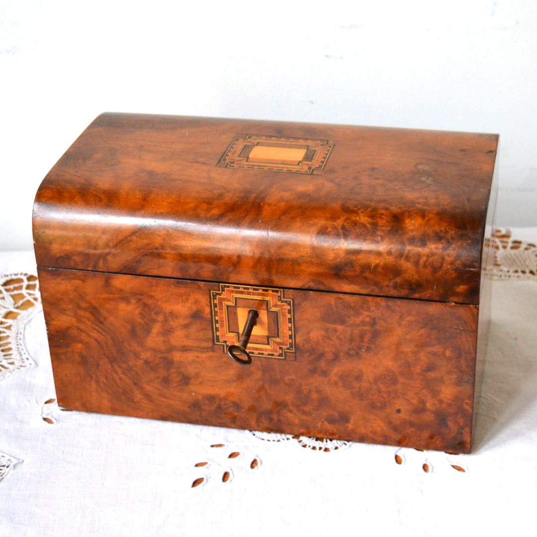 Antique Victorian Walnut Tea Caddy Box With A Key - Etsy